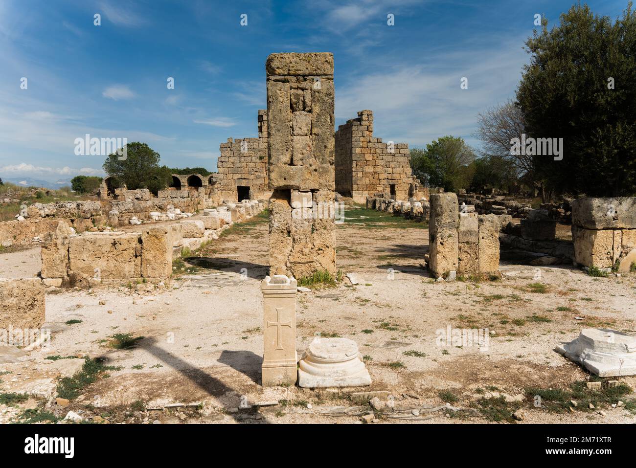 The ruins of ancient ancient Anatolian city of Perge located near the ...