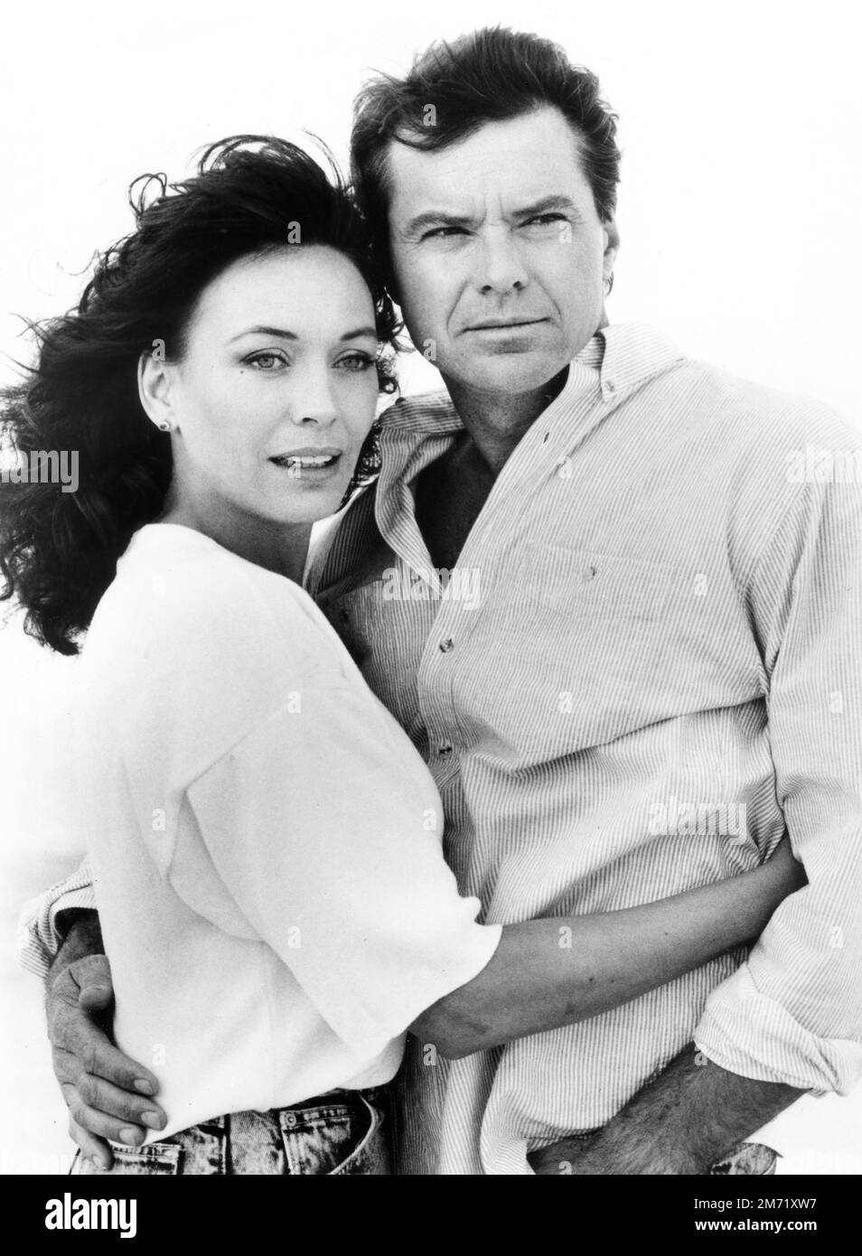 Lesley-Anne Down, Robert Urich, on-set of the Television Film, "Night ...