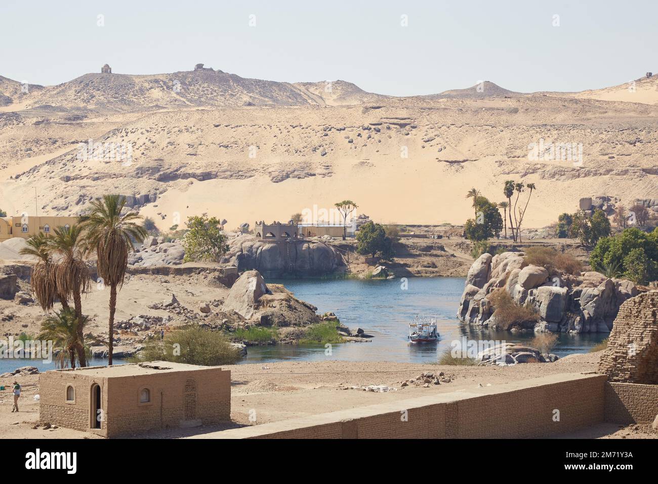 The View of the Nile River from Elephantine Island in Aswan Stock Photo ...