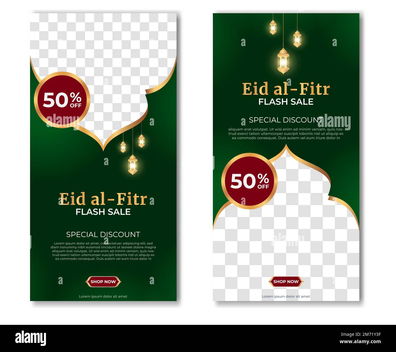 Set of eid al fitr banner template design with a place for photos ...