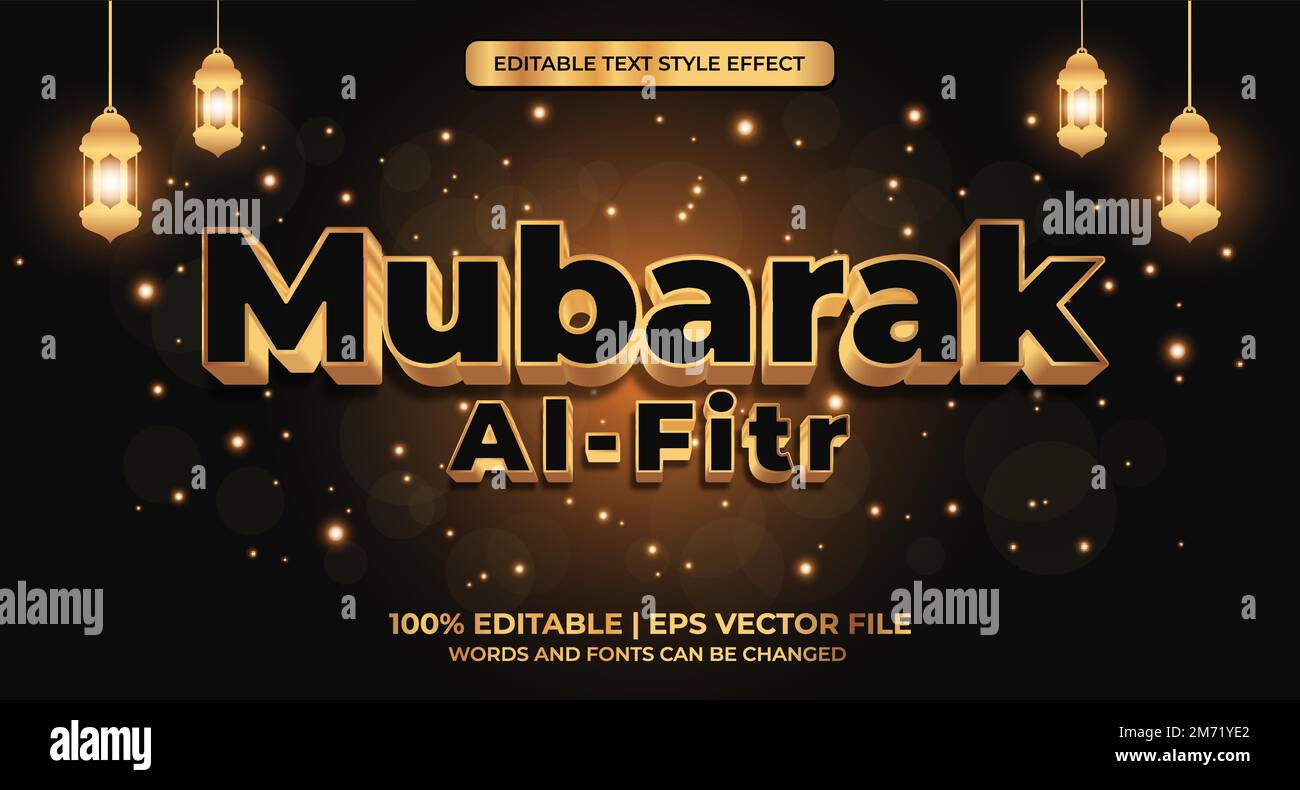 3d mubarak al fitr text effect editable text style. Luxury Eid Mubarak ...