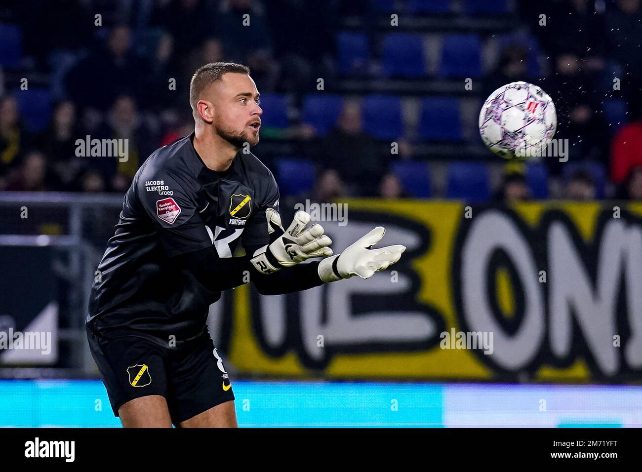 BREDA, NETHERLANDS - JANUARY 6: Roy Kortsmit of NAC Breda catches the ...