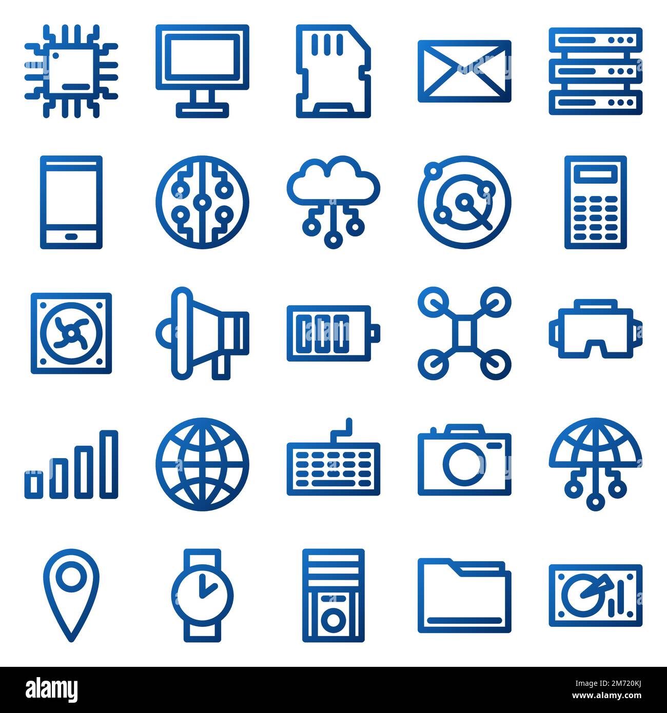 Set of 25 device and technology web icons in gradient style. Industry 4 ...