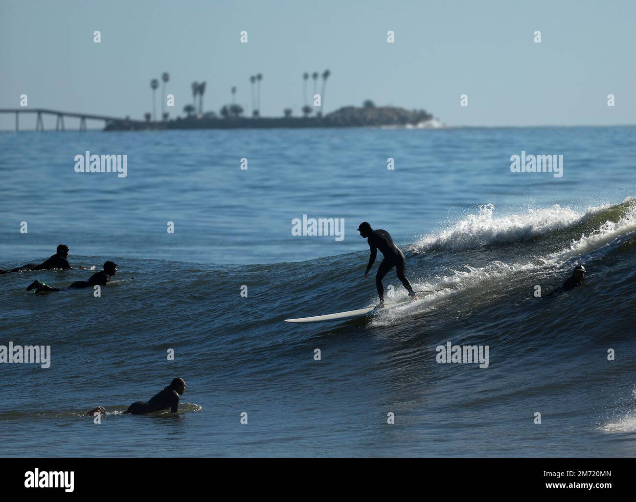 Carpinteria, California, USA. 6th Jan, 2023. A surfer rides a wave at ...