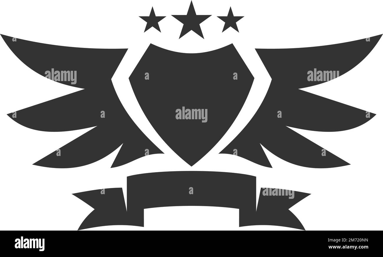emblem blank wing shield ribbon logo template Icon Illustration Brand ...