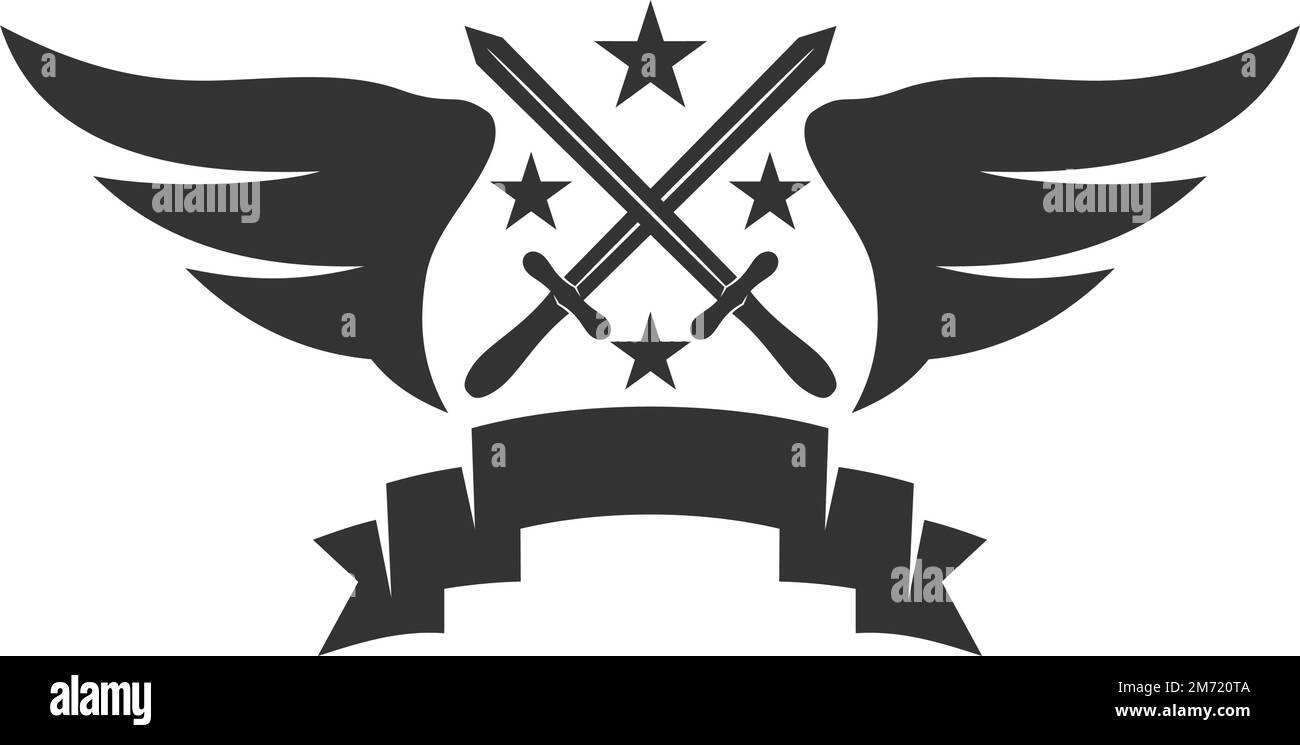 emblem blank wing shield ribbon logo template Icon Illustration Brand ...