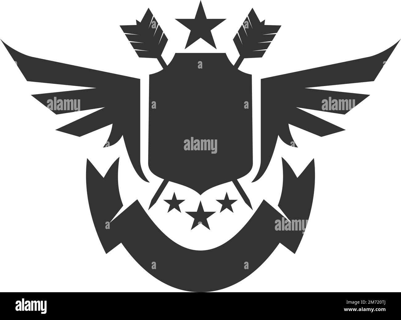 emblem blank wing shield ribbon logo template Icon Illustration Brand ...