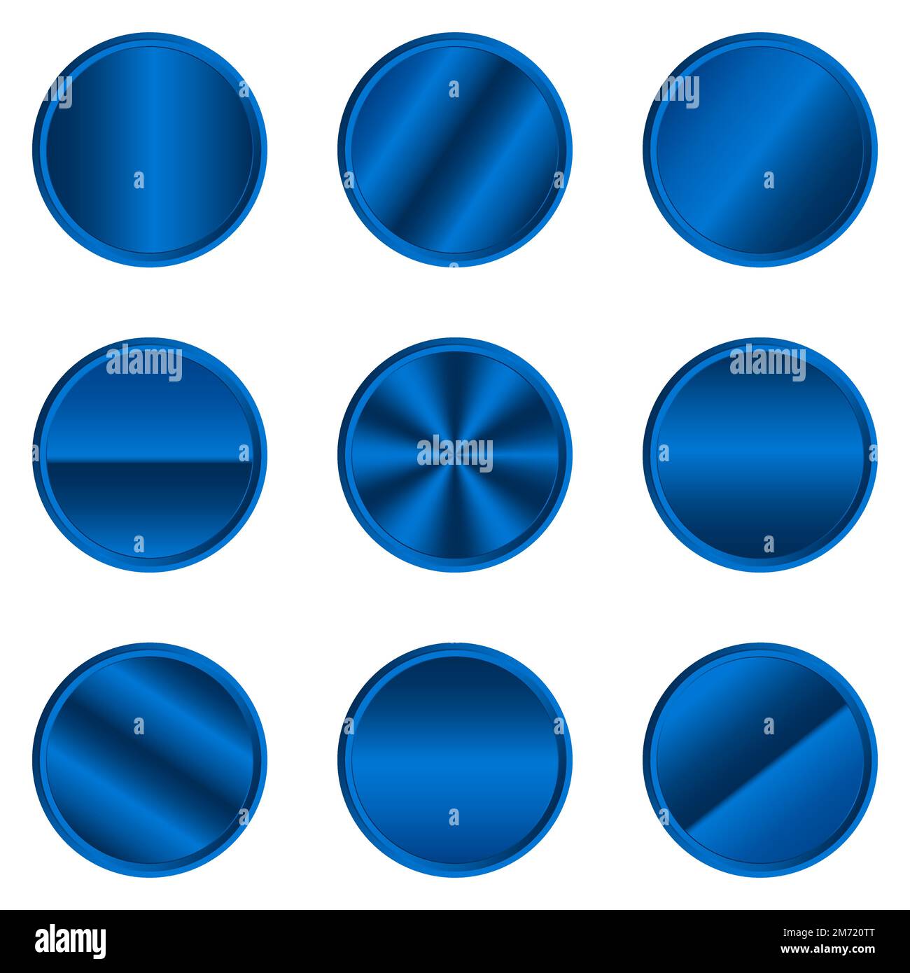 Luxury blue metal circle button. Blue metal circle. Realistic metal ...
