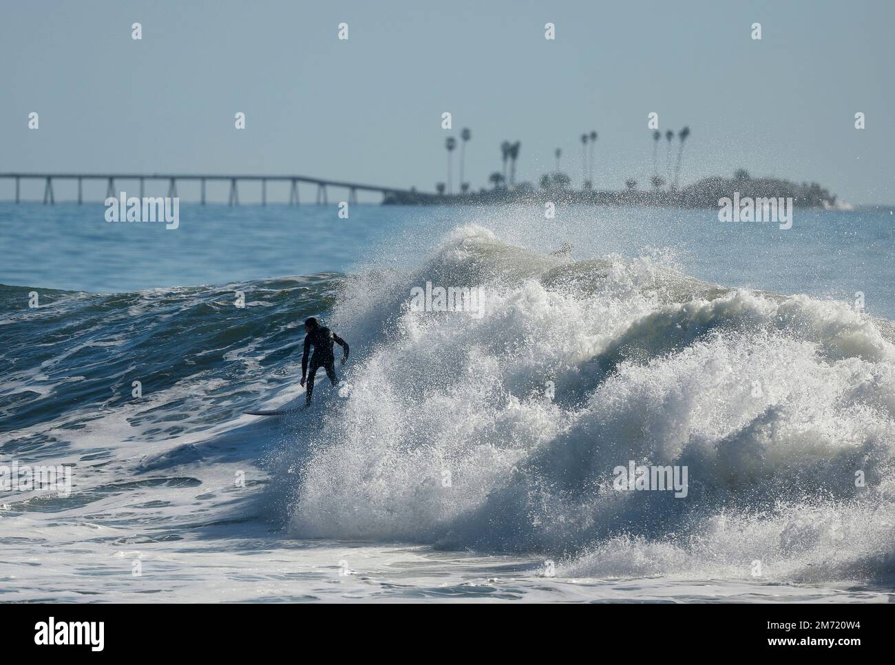 Carpinteria, California, USA. 6th Jan, 2023. A surfer rides a wave at ...