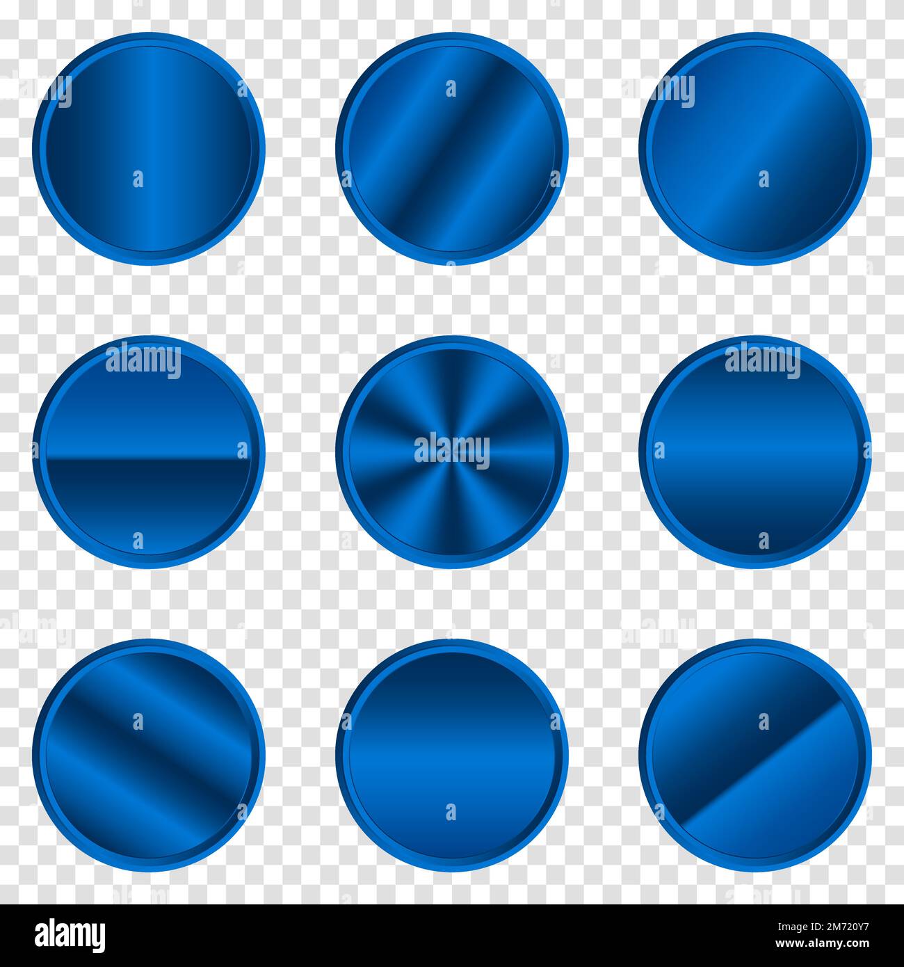 Luxury blue metal circle button. Blue metal circle. Realistic metal ...