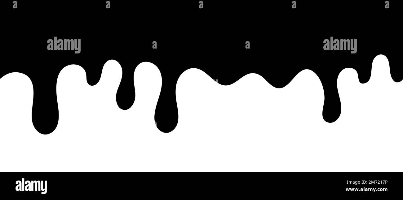 Black melt drips. Liquid paint drops seamless vector. Dripping paint ... Black melt drips. Liquid paint drops seamless vector. Dripping paint ...