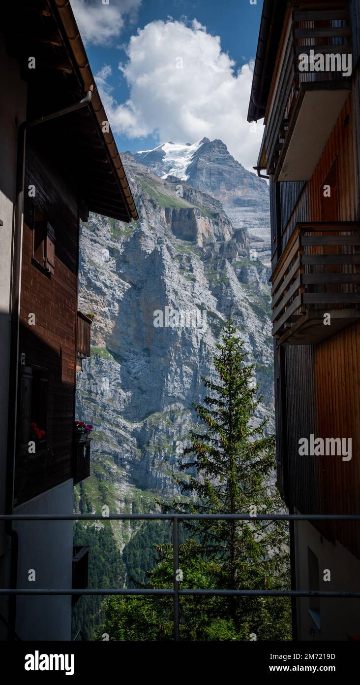 The Swiss village of Murren in the Swiss Alps in Switzerland Stock ...