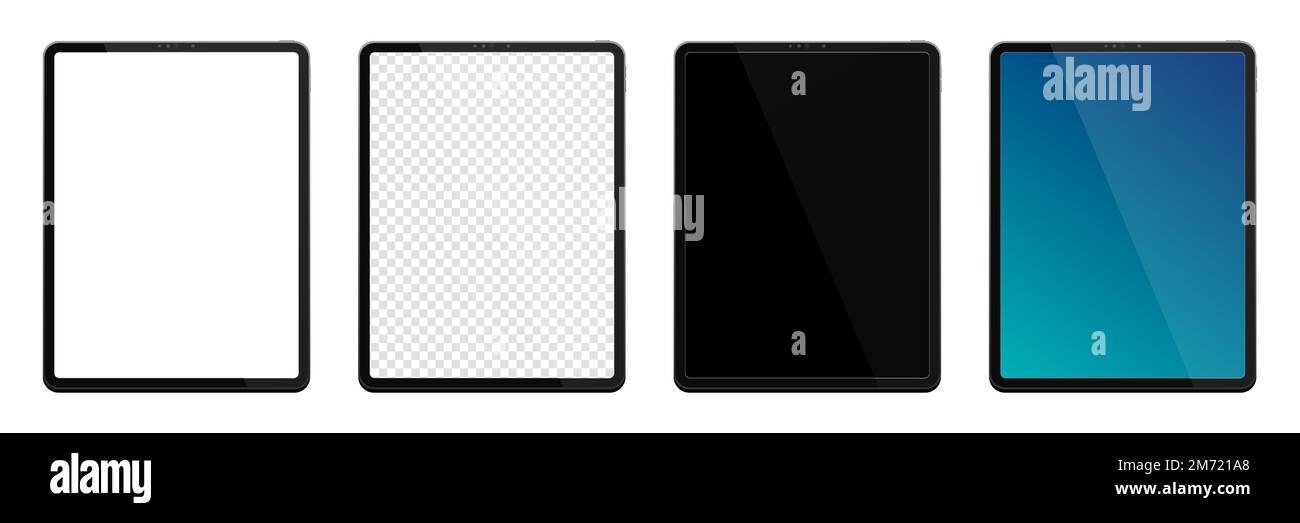 Realistic models tablet. Tablet mockup collection. Modern black tablet ...