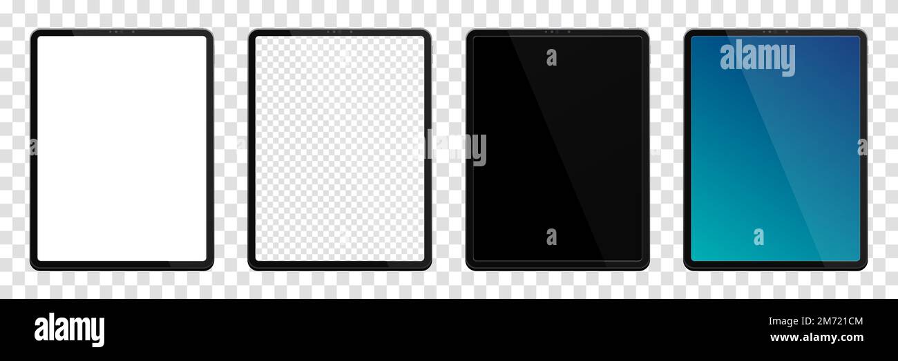 Realistic models tablet. Tablet mockup collection. Modern black tablet ...