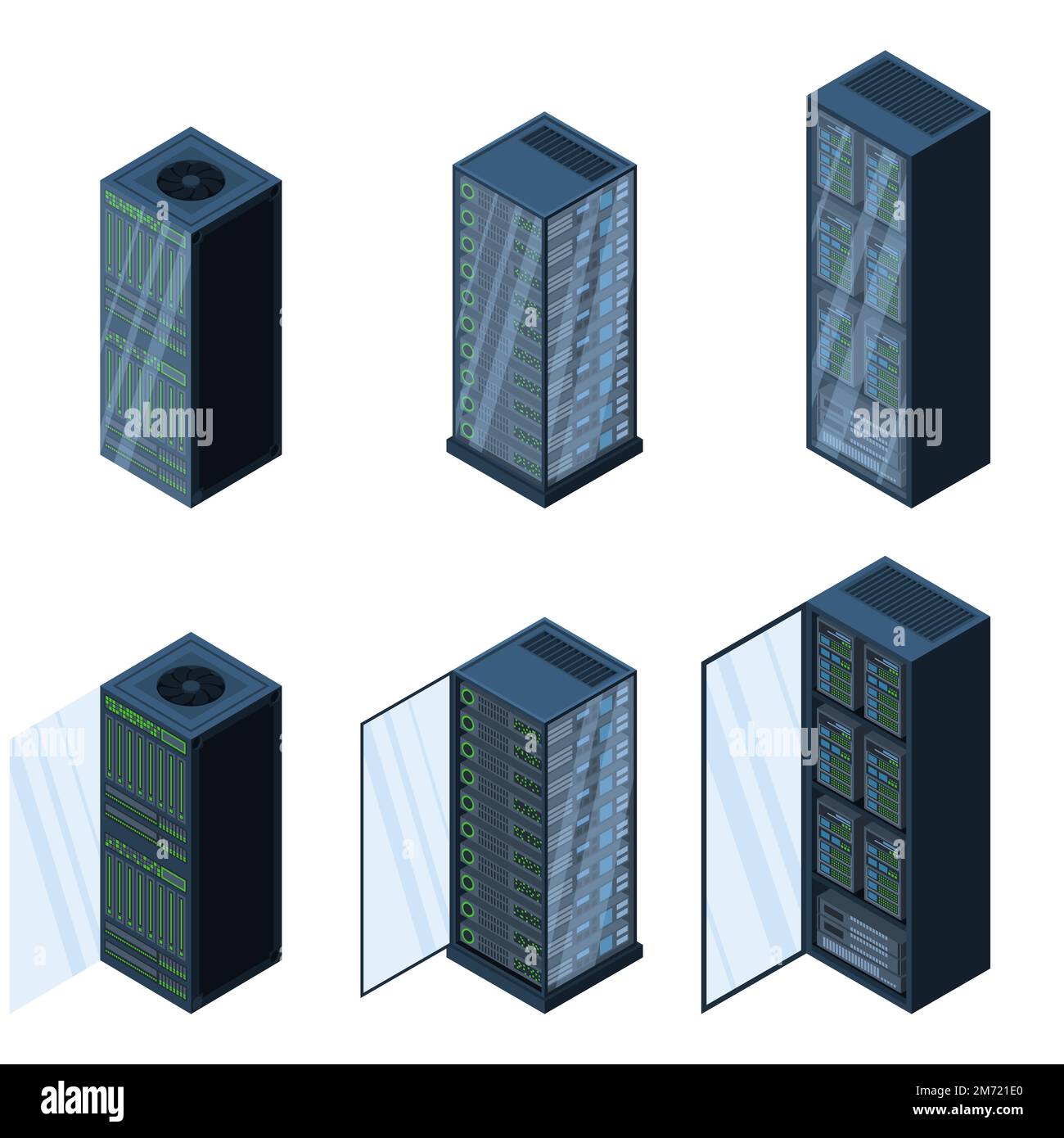 Isometric Servers Data Storages 3d Computer Equipment Storage Database Equipment Server