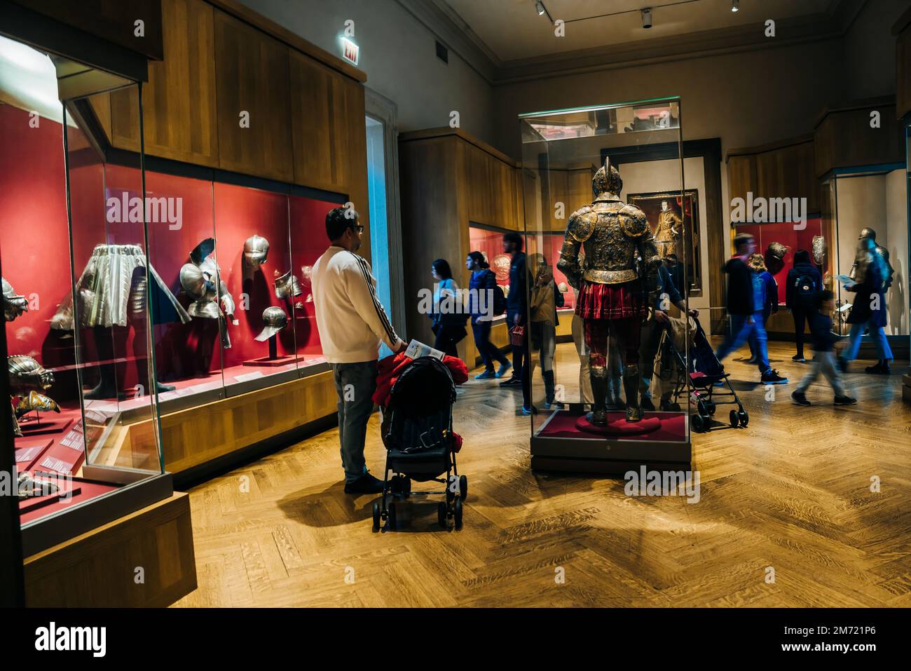 NEW YORK, USA - SEP 25, 2015: Knights and armour room in the ...