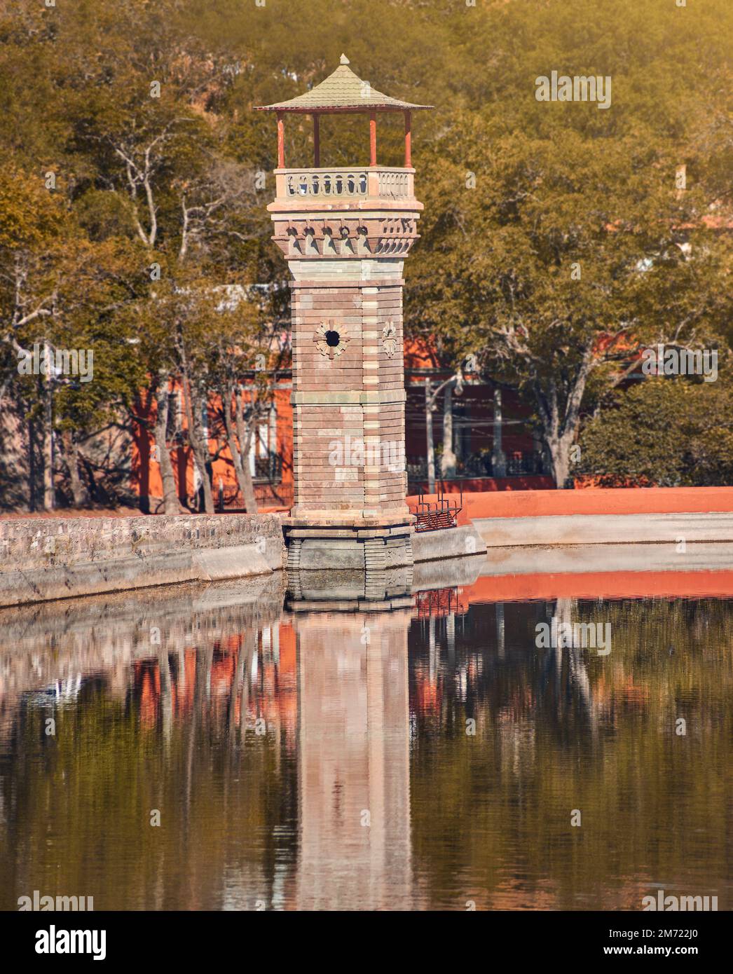 watchtower dam of the pot, old stone tower during the day with forest ...