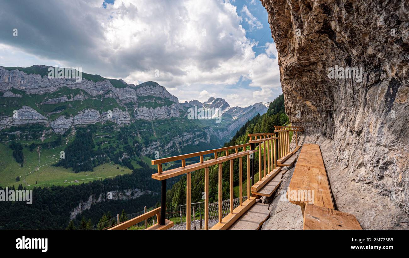 Amazing view from a terrace at Alpstein mountains in Appenzell ...