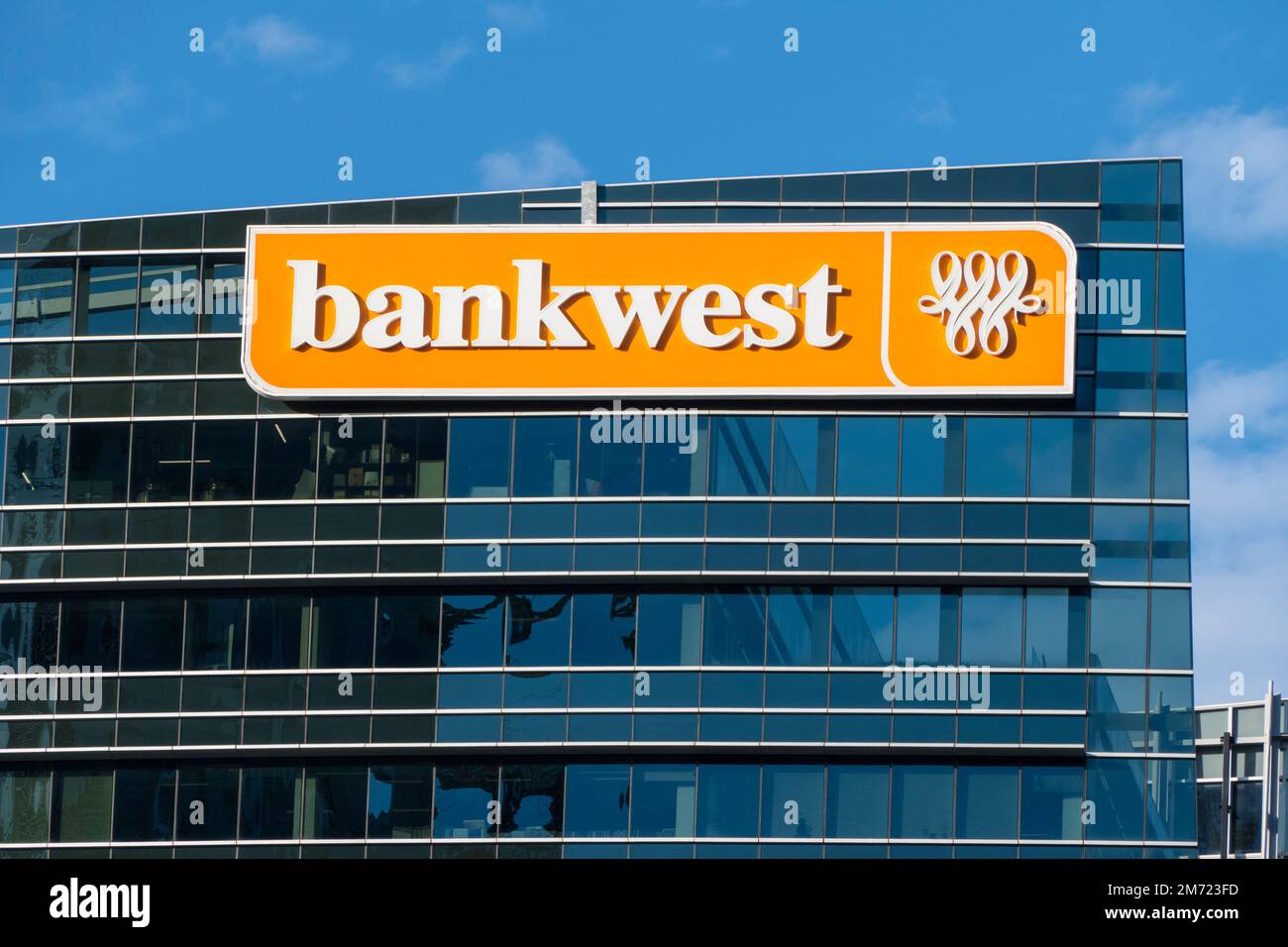 Bank of Western Australia sign on office building, Perth, Western ...
