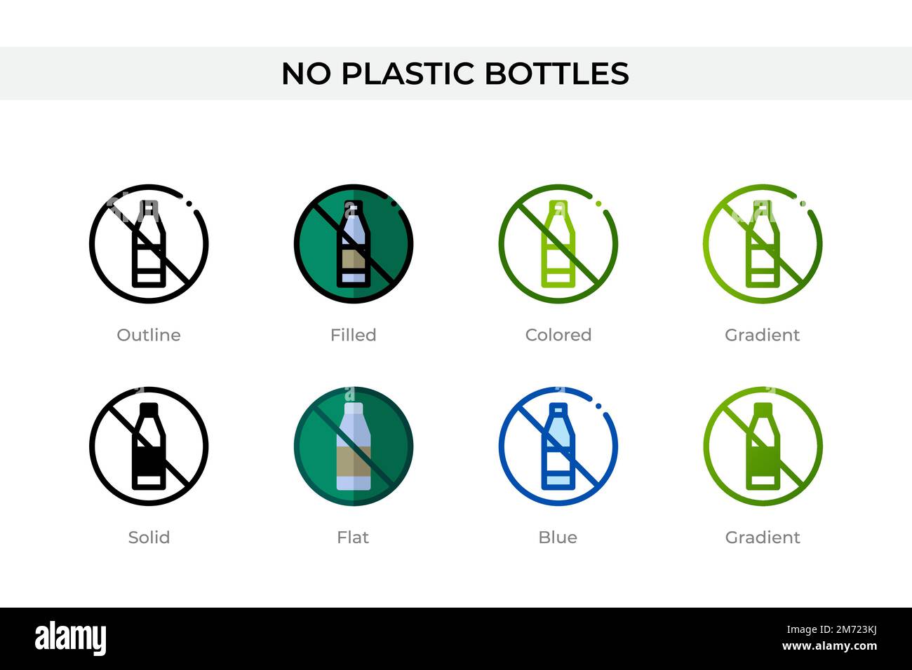 No plastic bottles icon in different style. No plastic bottles vector icons designed in outline ...