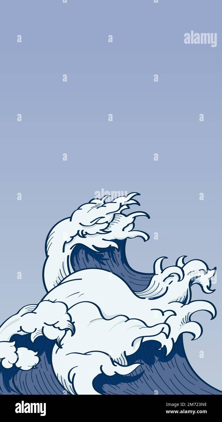 Blue Japanese wave background vector Stock Vector Image & Art - Alamy