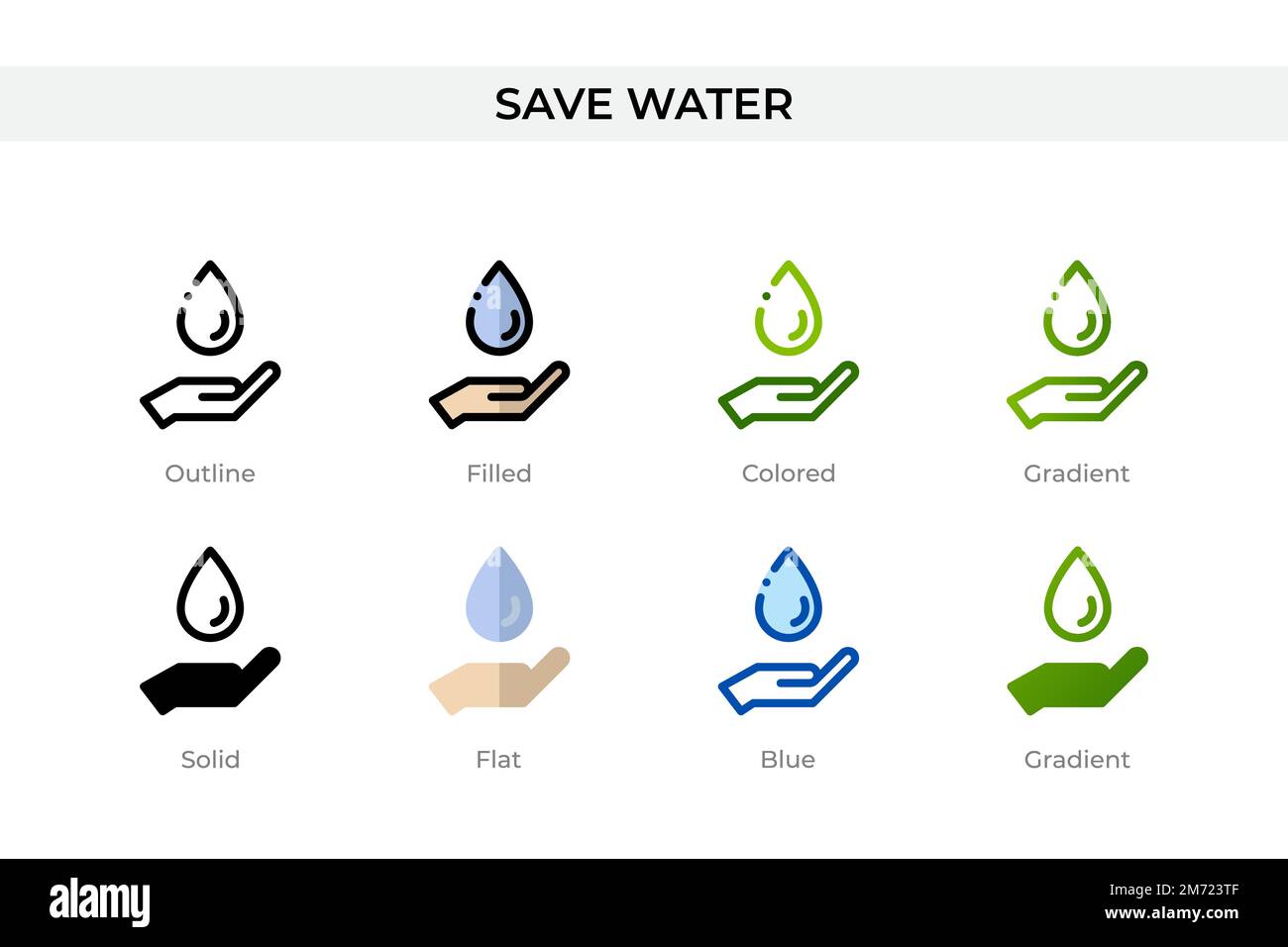 Save water icon in different style. Save water vector icons designed in ...
