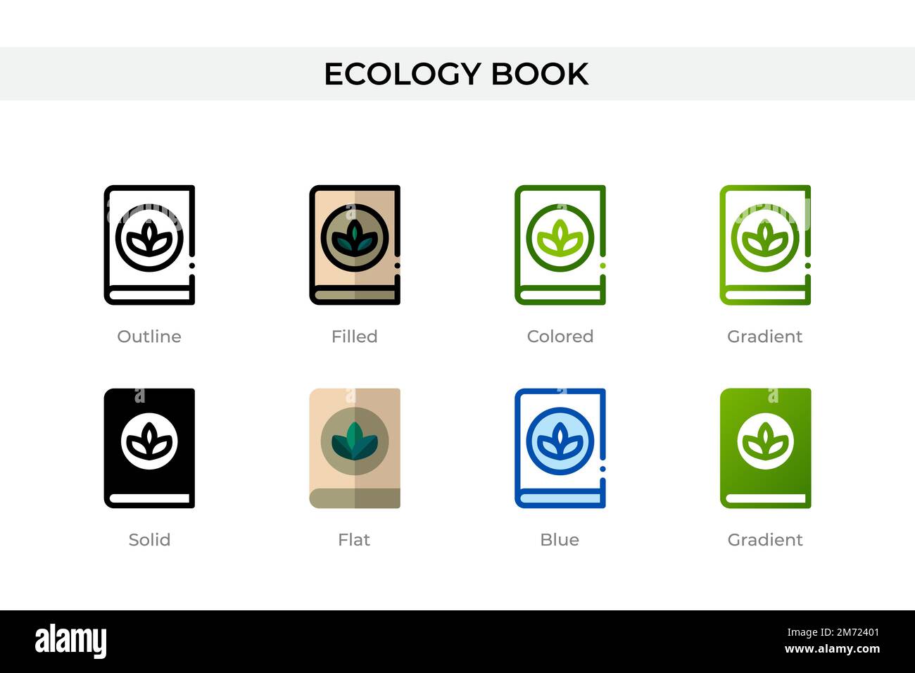 Ecology book icon in different style. Ecology book vector icons ...