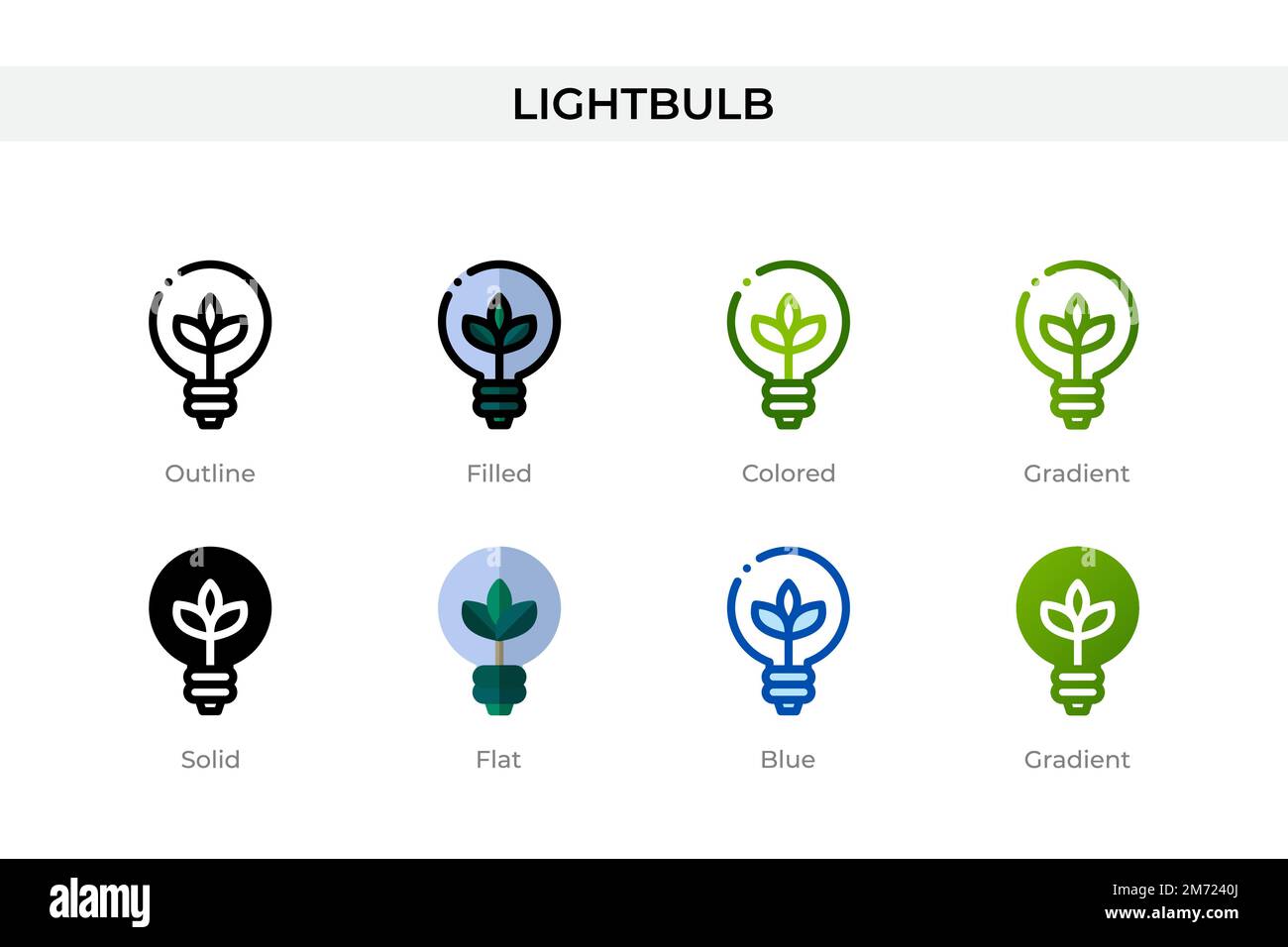 Lightbulb icon in different style. Lightbulb vector icons designed in outline, solid, colored ...
