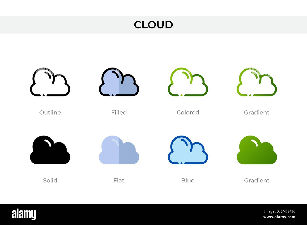 Cloud icon in different style. Cloud vector icons designed in outline ...