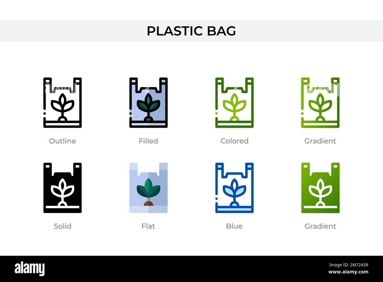 Plastic bag icon in different style. Plastic bag vector icons designed ...