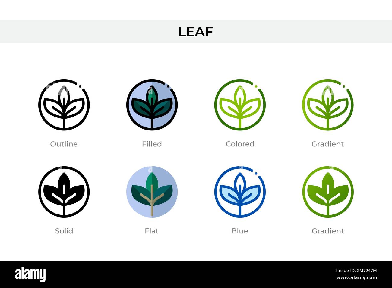 Leaf icon in different style. Leaf vector icons designed in outline ...