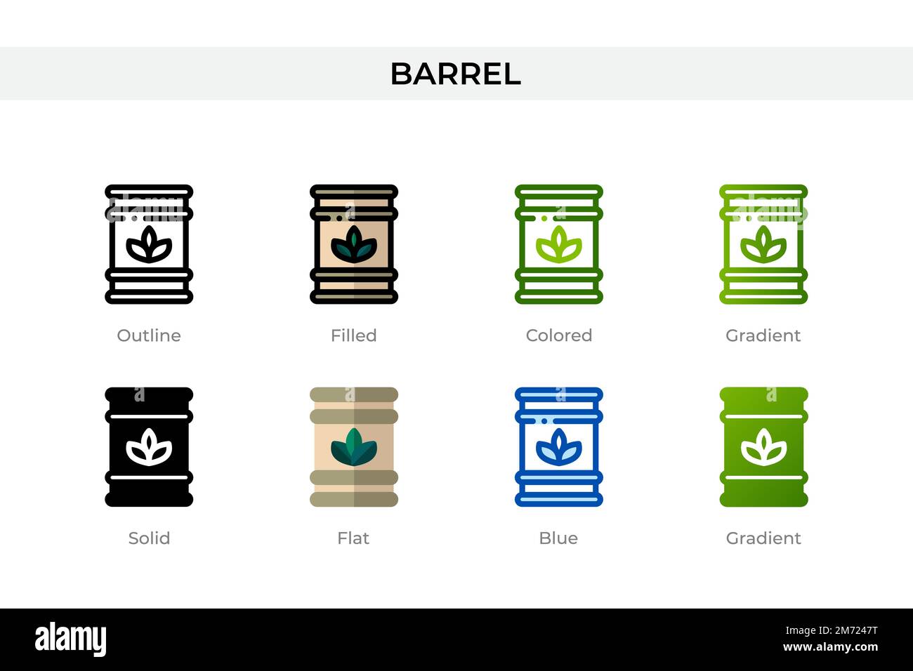 Barrel icon in different style. Barrel vector icons designed in outline ...