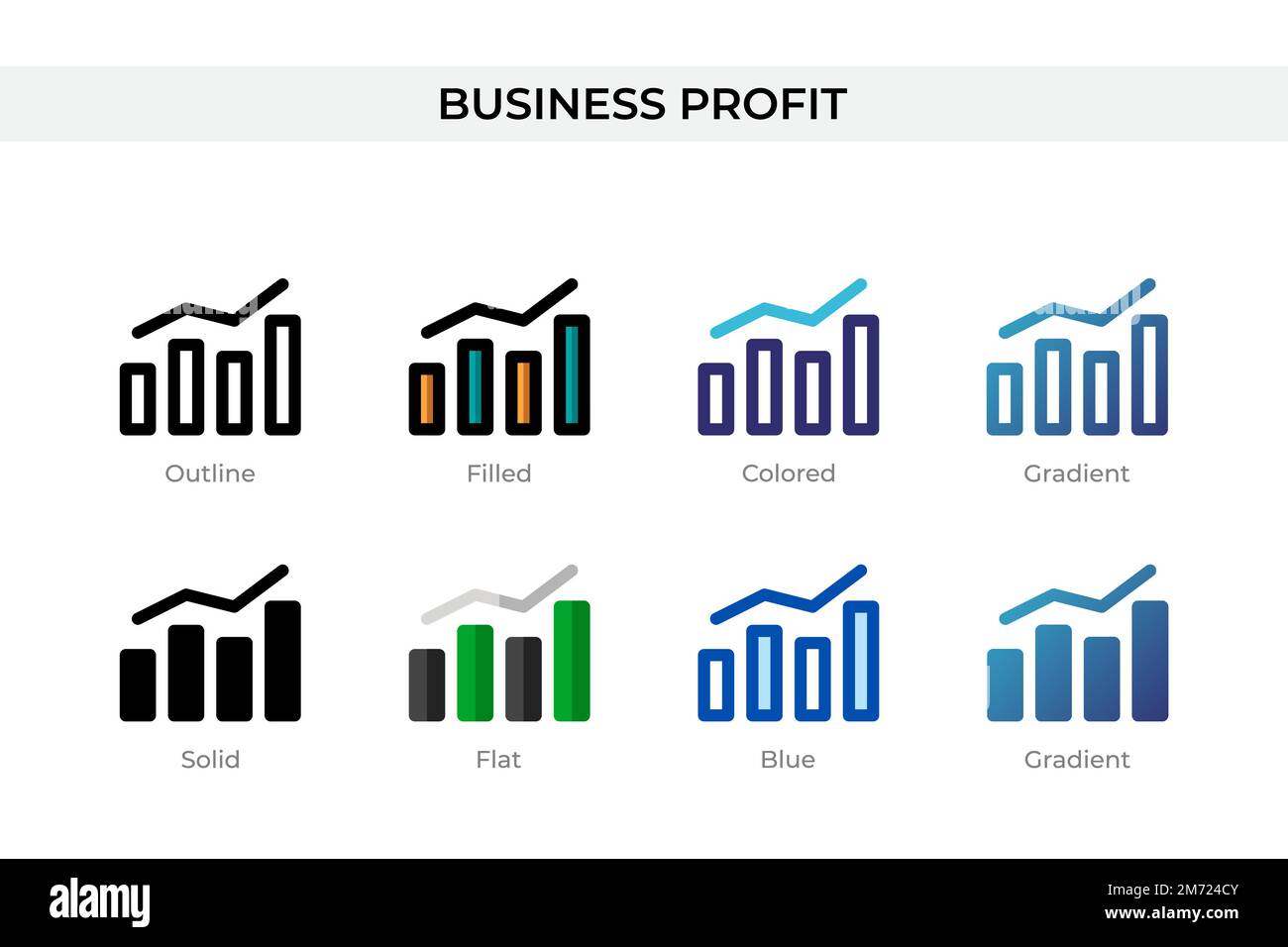 Business Profit icon in different style. Business Profit vector icons designed in outline, solid ...