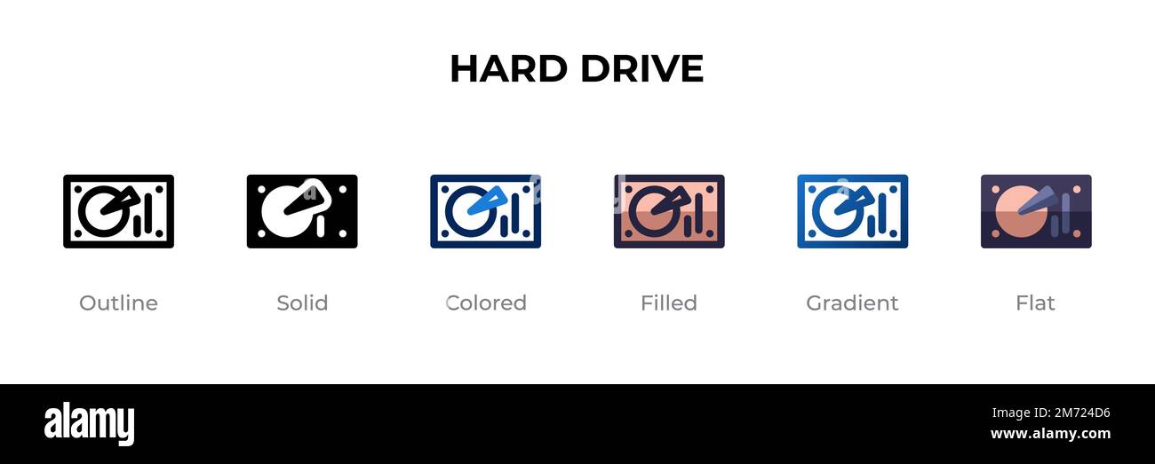 Hard Drive icon in different style. Hard Drive vector icons designed in ...