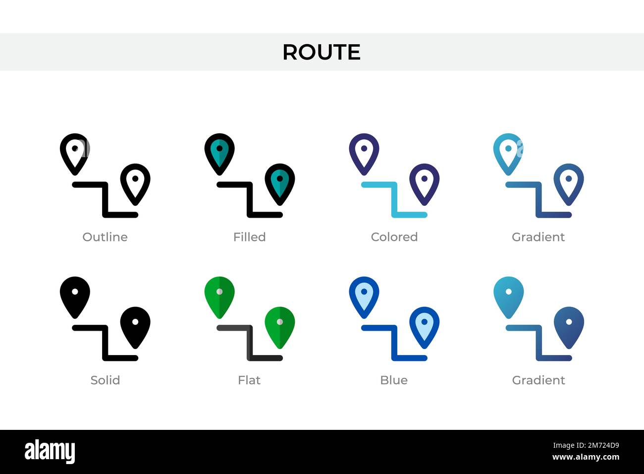 Route Icon In Different Style Route Vector Icons Designed In Outline