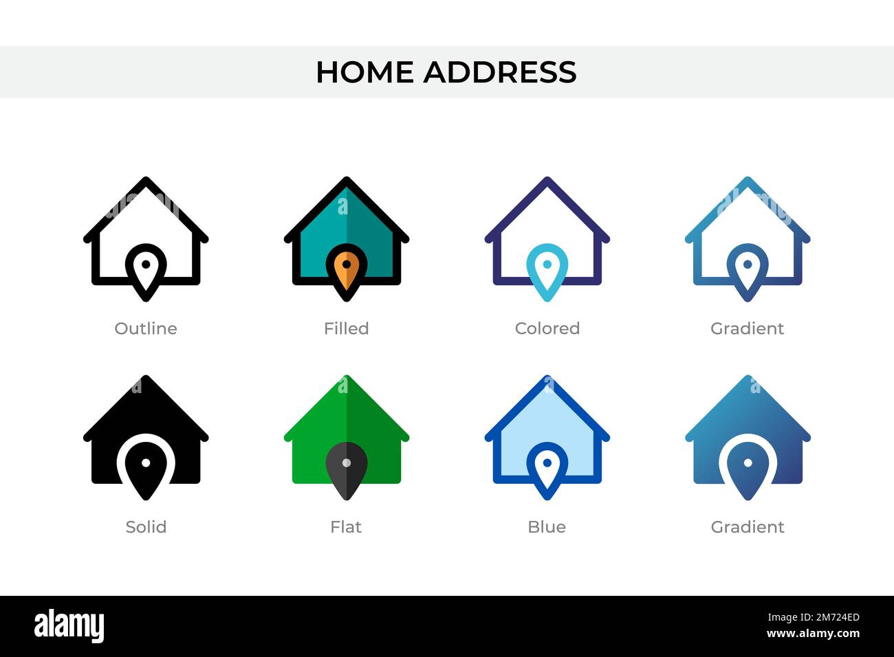 Home Address icon in different style. Home Address vector icons ...