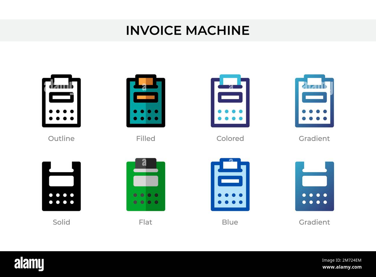 Invoice Machine icon in different style. Invoice Machine vector icons ...