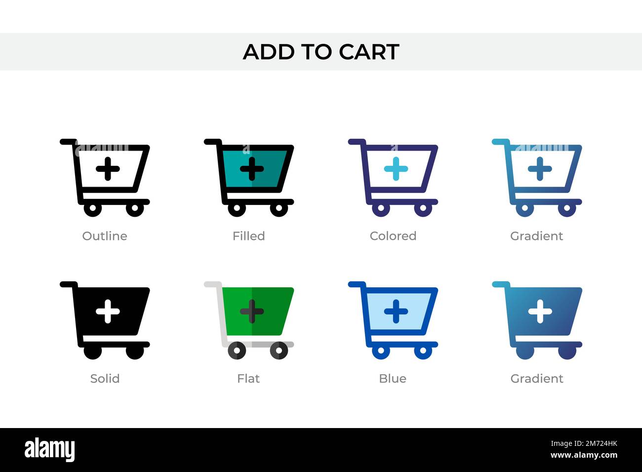 Add To Cart icon in different style. Add To Cart vector icons designed ...