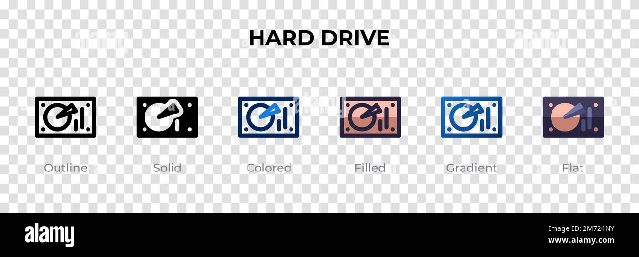 Hard Drive icon in different style. Hard Drive vector icons designed in ...