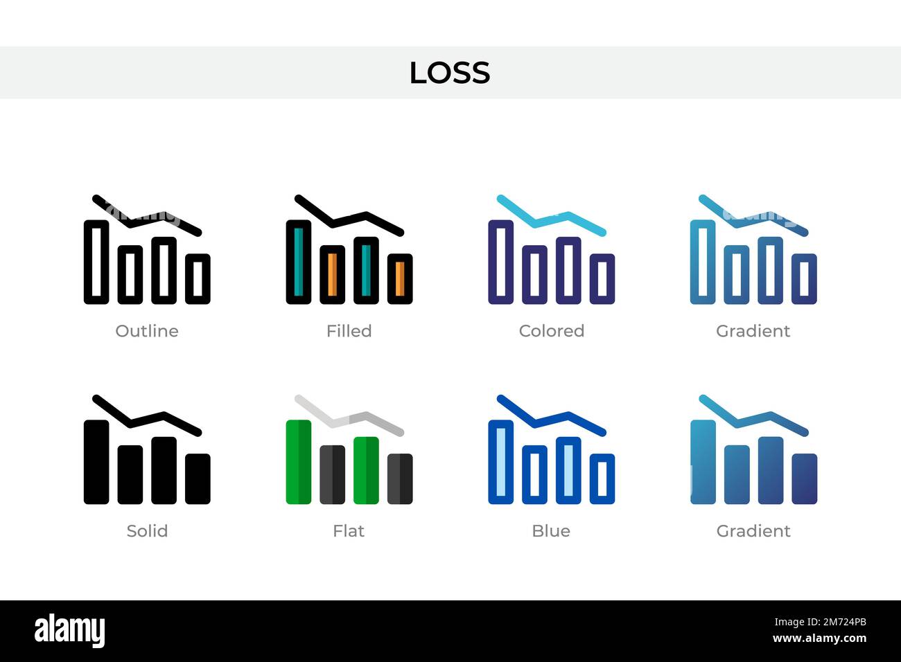Loss icon in different style. Loss vector icons designed in outline ...