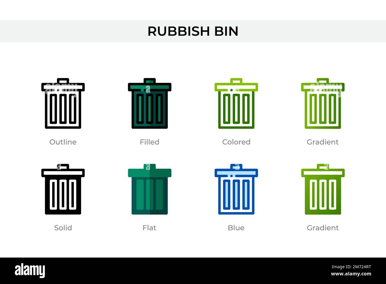 Rubbish bin icon in different style. Rubbish bin vector icons designed ...
