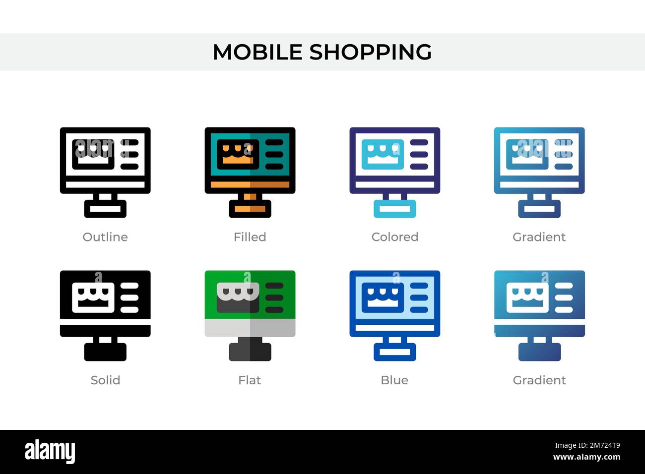 Mobile Shopping icon in different style. Mobile Shopping vector icons ...