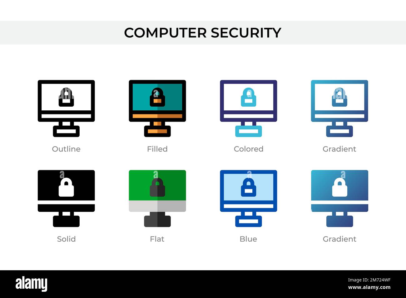 Computer Security icon in different style. Computer Security vector ...