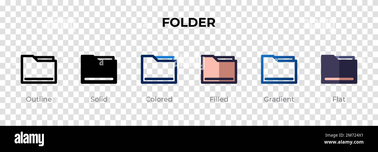 Folder icon in different style. Folder vector icons designed in outline ...