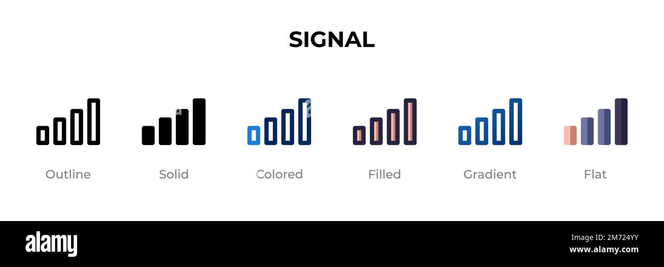 Signal icon in different style. Signal vector icons designed in outline, solid, colored, filled ...