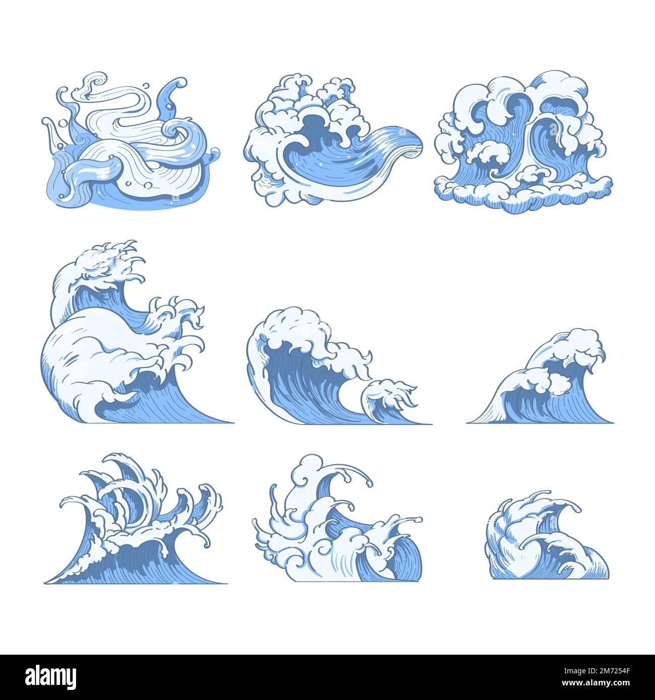 Blue Japanese wave background collection vectors Stock Vector Image ...