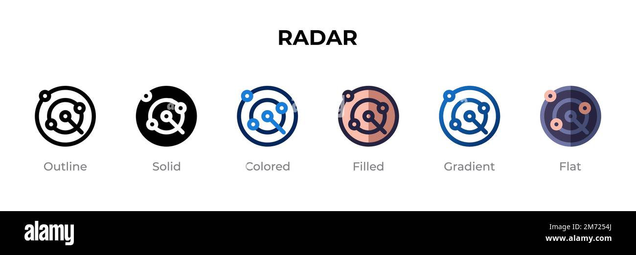 Radar Icon In Different Style Radar Vector Icons Designed In Outline Solid Colored Filled