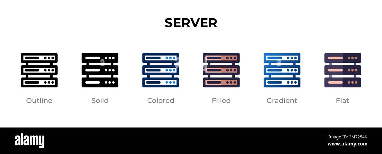 Server icon in different style. Server vector icons designed in outline ...