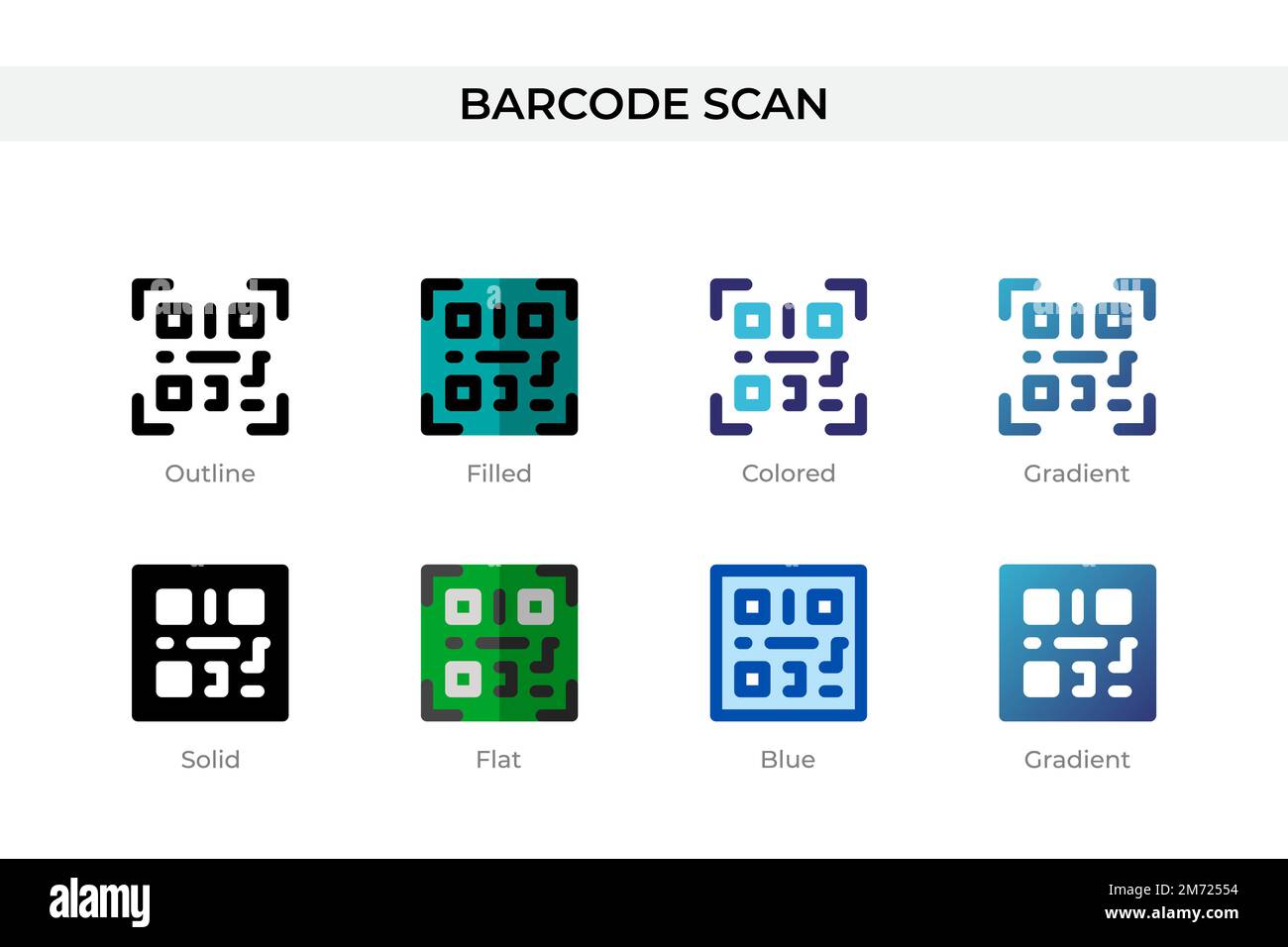 Barcode Scan Icon In Different Style Barcode Scan Vector Icons Designed In Outline Solid