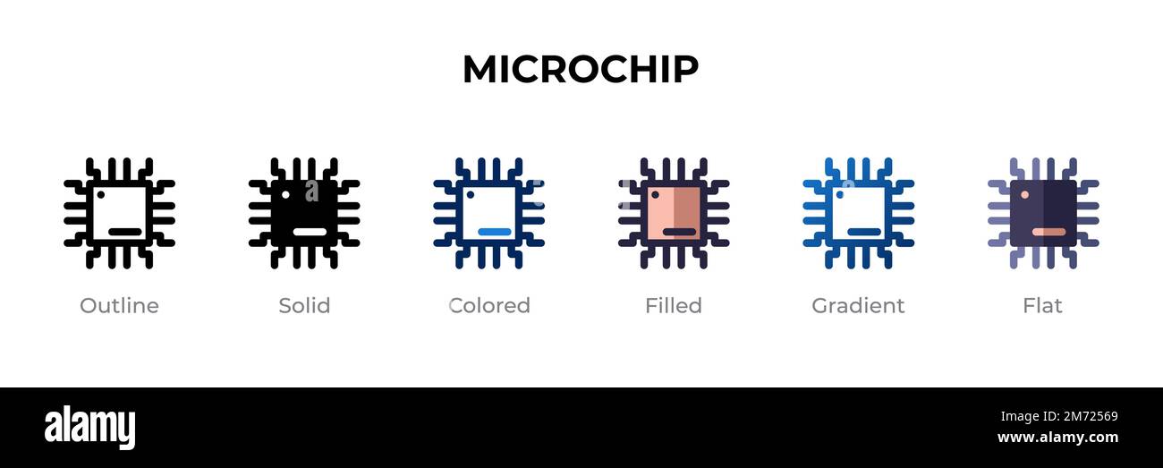 Microchip Icon In Different Style Microchip Vector Icons Designed In